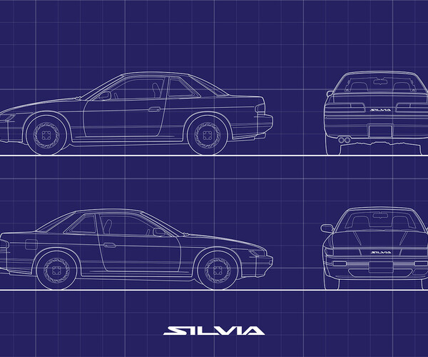 ArtStation - NISSAN SILVIA S13/DIGITAL FILE VECTOR BLUEPRINT DRAWING ...