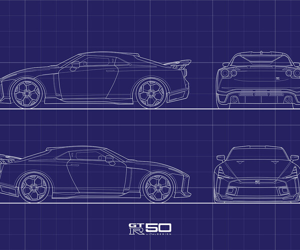 ArtStation - GT-R50-ITALDESIGN/DIGITAL FILE VECTOR BLUEPRINT DRAWING ...
