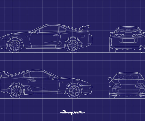 ArtStation - TOYOTA SUPRA 1996/DIGITAL FILE VECTOR BLUEPRINT DRAWING ...