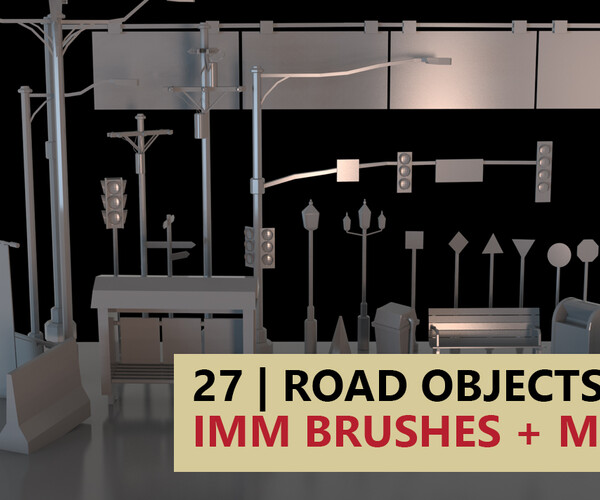 ArtStation - Highway/Road Objects IMM Brushes + Mesh | Brushes