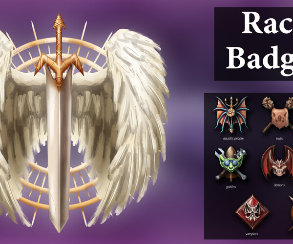 ArtStation - Race Badges/Emblems 2 | Game Assets