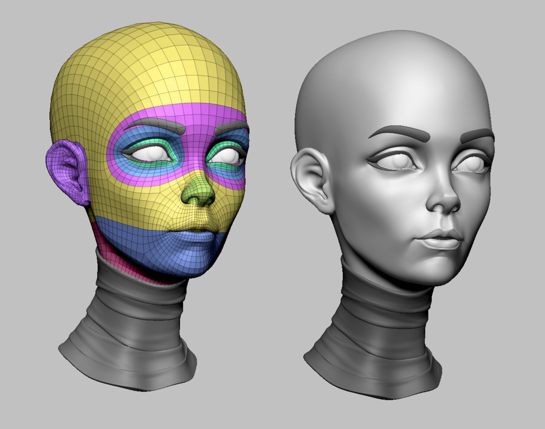 ArtStation - Head base mesh Face topology and UV map | Game Assets