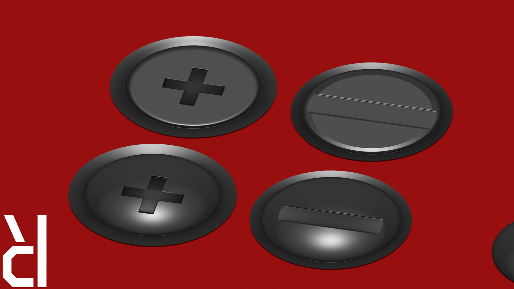 ArtStation - 4 Classic Screw Decals + .Blend file | Game Assets