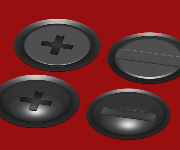 ArtStation - 4 Classic Screw Decals + .Blend file | Game Assets