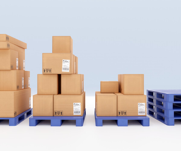 ArtStation - Plastic Pallets With Boxes - Pack 1 | Resources