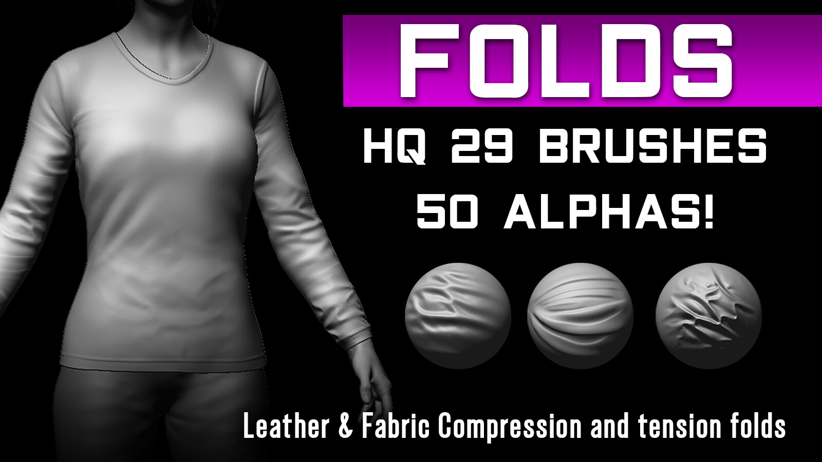 ArtStation - 29 HQ Brushes - Fabric Compression Wrinkles Folds | Brushes