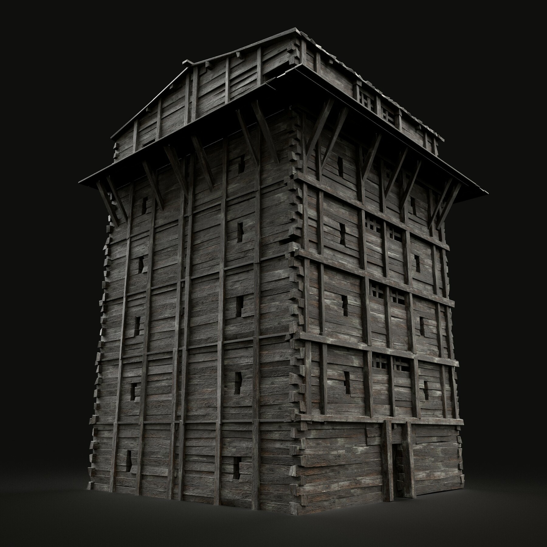 ArtStation - MEDIEVAL WATCHTOWER SCOUT TOWER VILLAGE GUARD WAREHOUSE ...