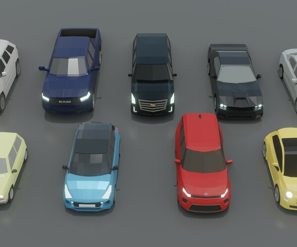 ArtStation - collection of 9 low poly cars | Resources