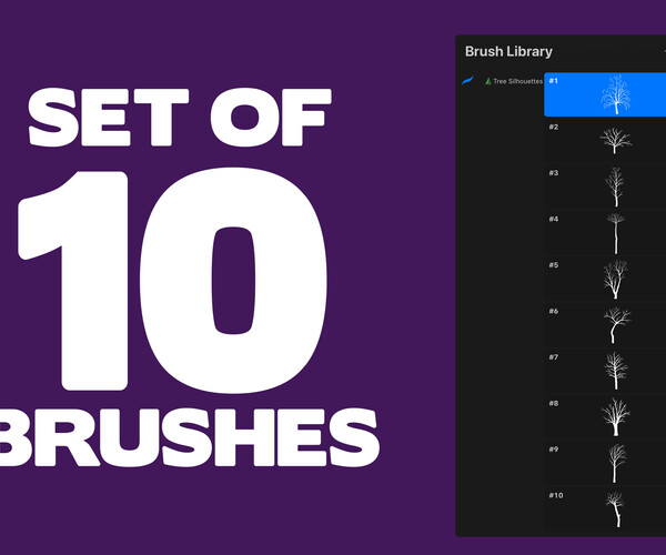 ArtStation - Tree Silhouette Procreate Stamp Brushes | Brushes