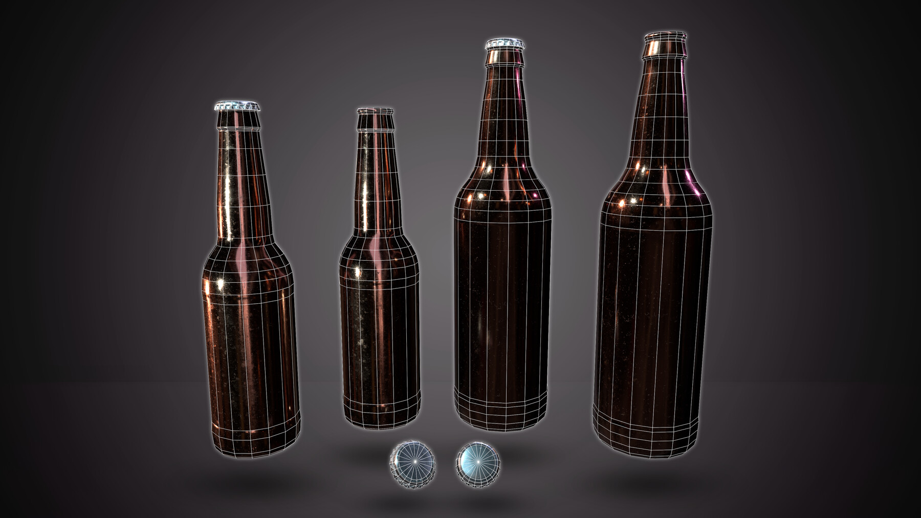 ArtStation - Beer Bottles and Cap Pack - PBR Game Ready Models | Game ...