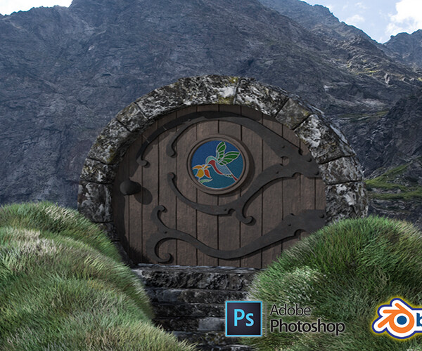 ArtStation - Blender 2.9 & Adobe Photoshop 3D Modeling a Hobbit Door ...