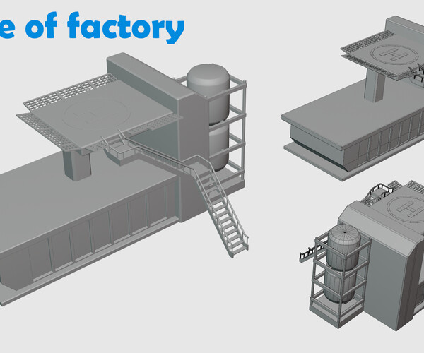 ArtStation - Factories low-poly 7 pack | Game Assets