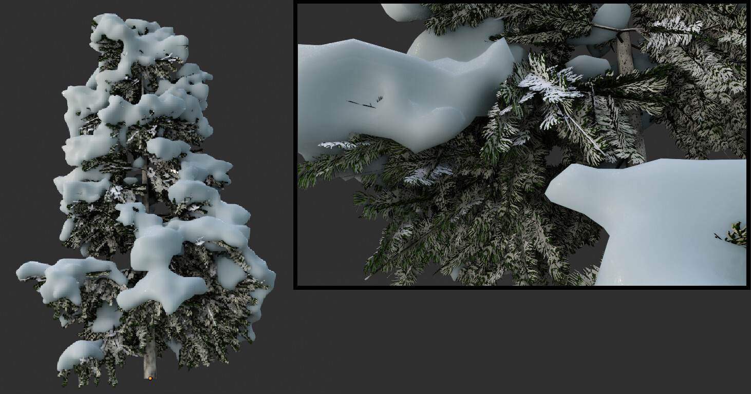 ArtStation - snow tree spruce 3D model | Game Assets