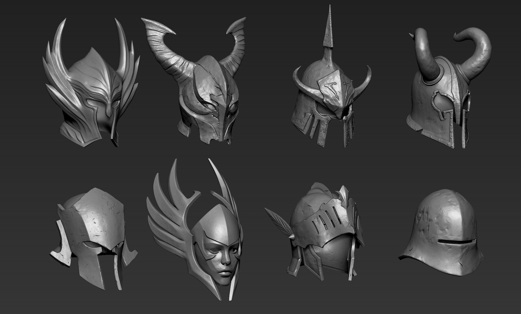 ArtStation - Set of 3d Printable Medieval Helmets Part 1 | Resources