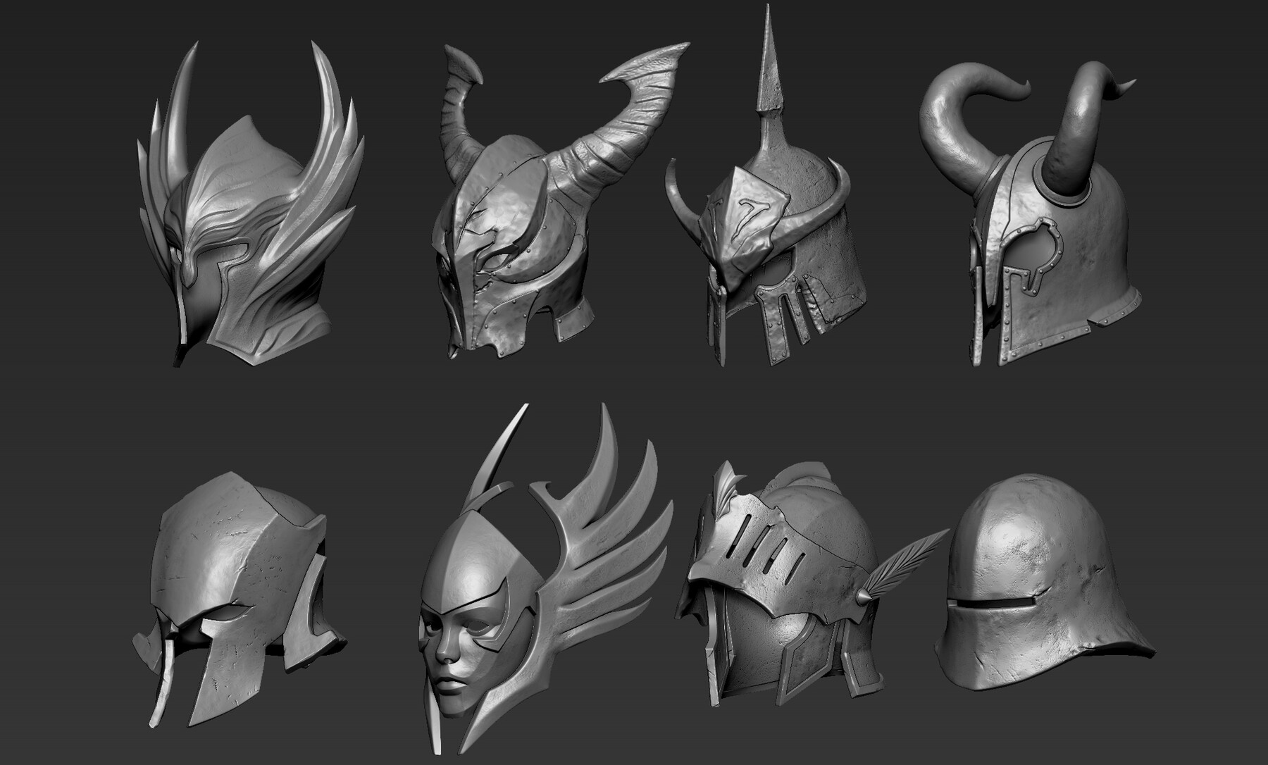 ArtStation - Set of 3d Printable Medieval Helmets Part 1 | Resources