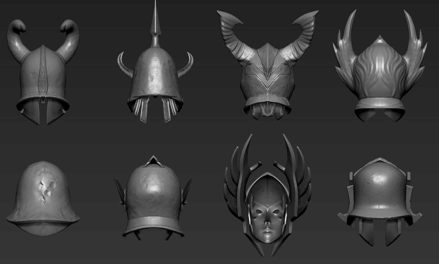 ArtStation - Set of 3d Printable Medieval Helmets Part 1 | Resources