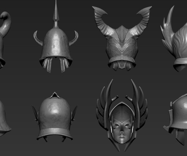 ArtStation - Set of 3d Printable Medieval Helmets Part 1 | Resources