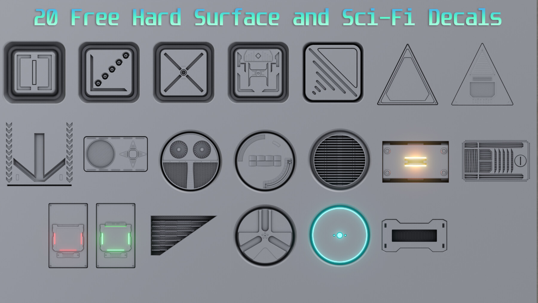 ArtStation - 20 Free Hard Surface and Sci-Fi Decal Pack | Resources