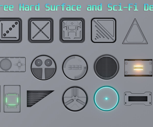 ArtStation - 20 Free Hard Surface and Sci-Fi Decal Pack | Resources