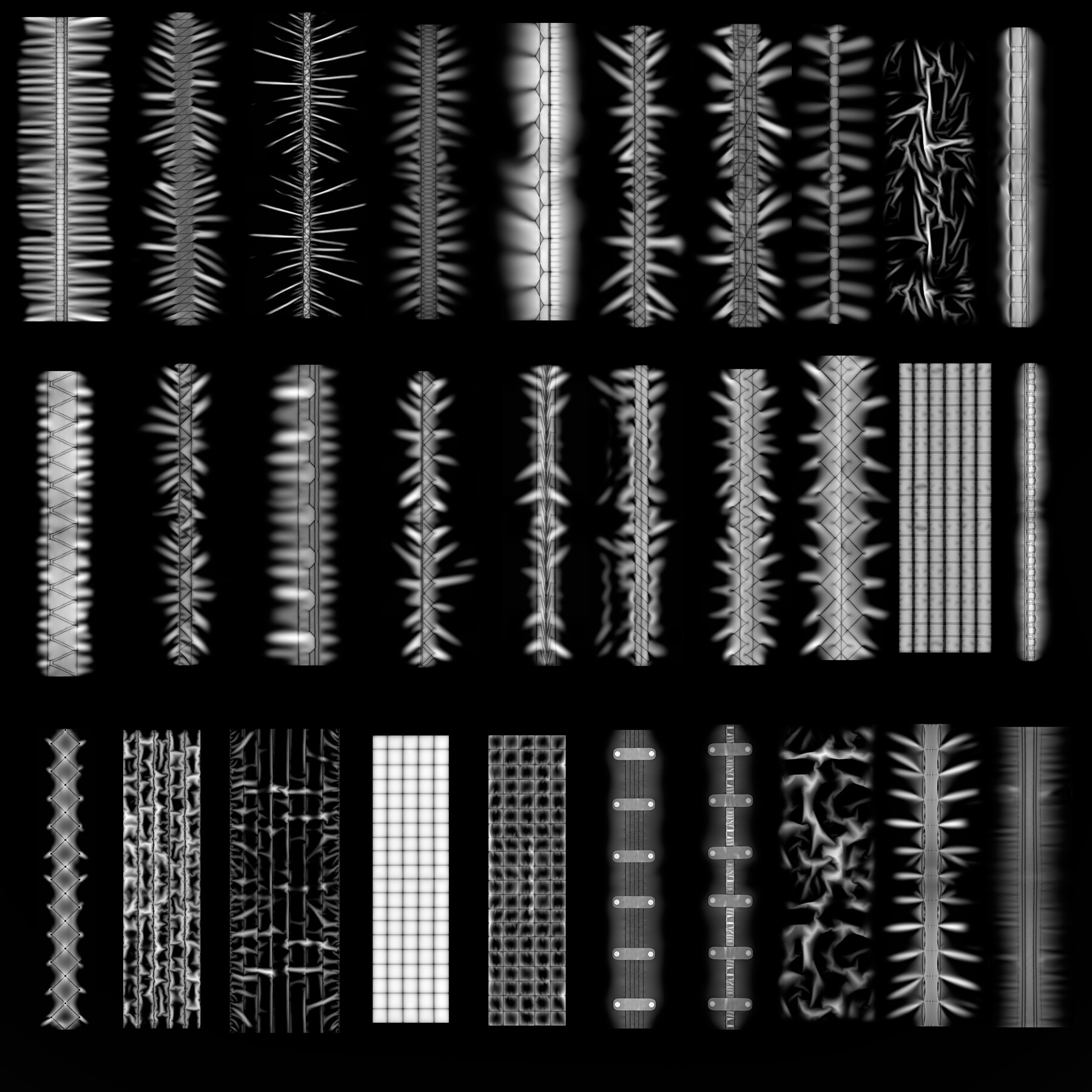 ArtStation - 30 Zbrush seam & stitch alpha | Brushes