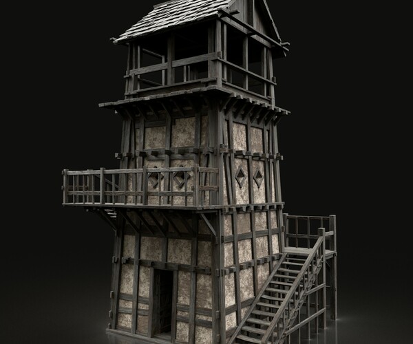ArtStation - ENTERABLE HIGH TOWER WATCHTOWER COLLECTION BUILDINGS ...