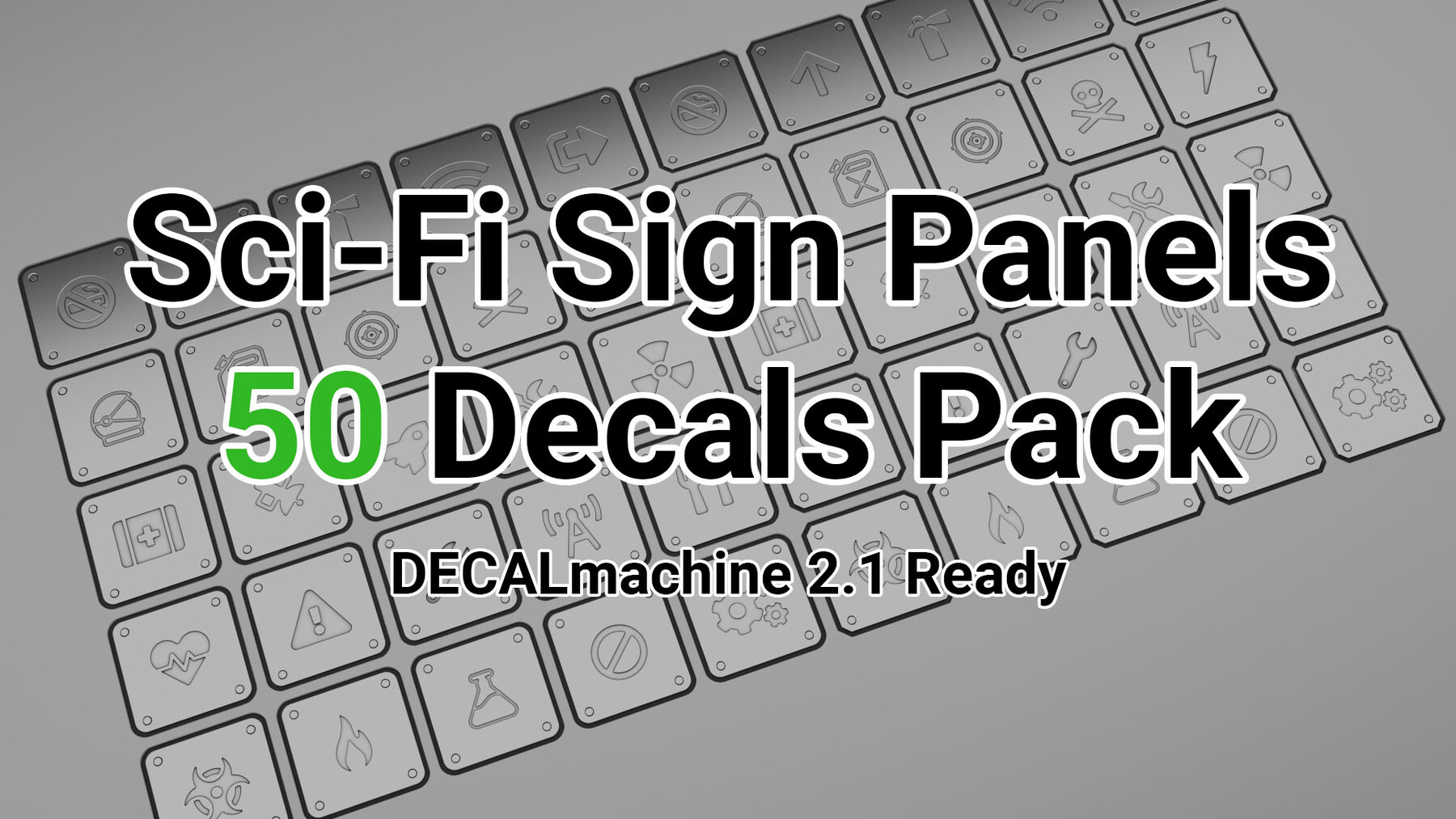 ArtStation - 50 Sci-Fi Sign Panel Decals (DECALmachine 2.1 ready) | Game Assets