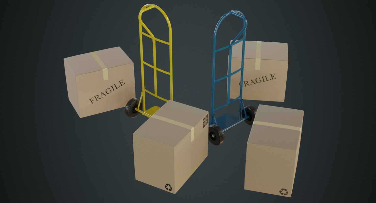 ArtStation - Hand Truck And Boxes 4A | Game Assets