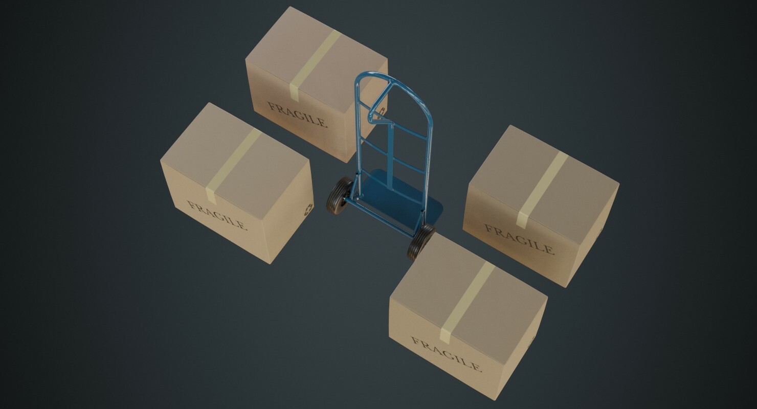 ArtStation - Hand Truck And Boxes 4A | Game Assets