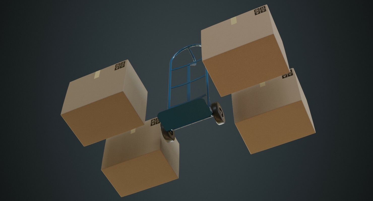 ArtStation - Hand Truck And Boxes 4A | Game Assets