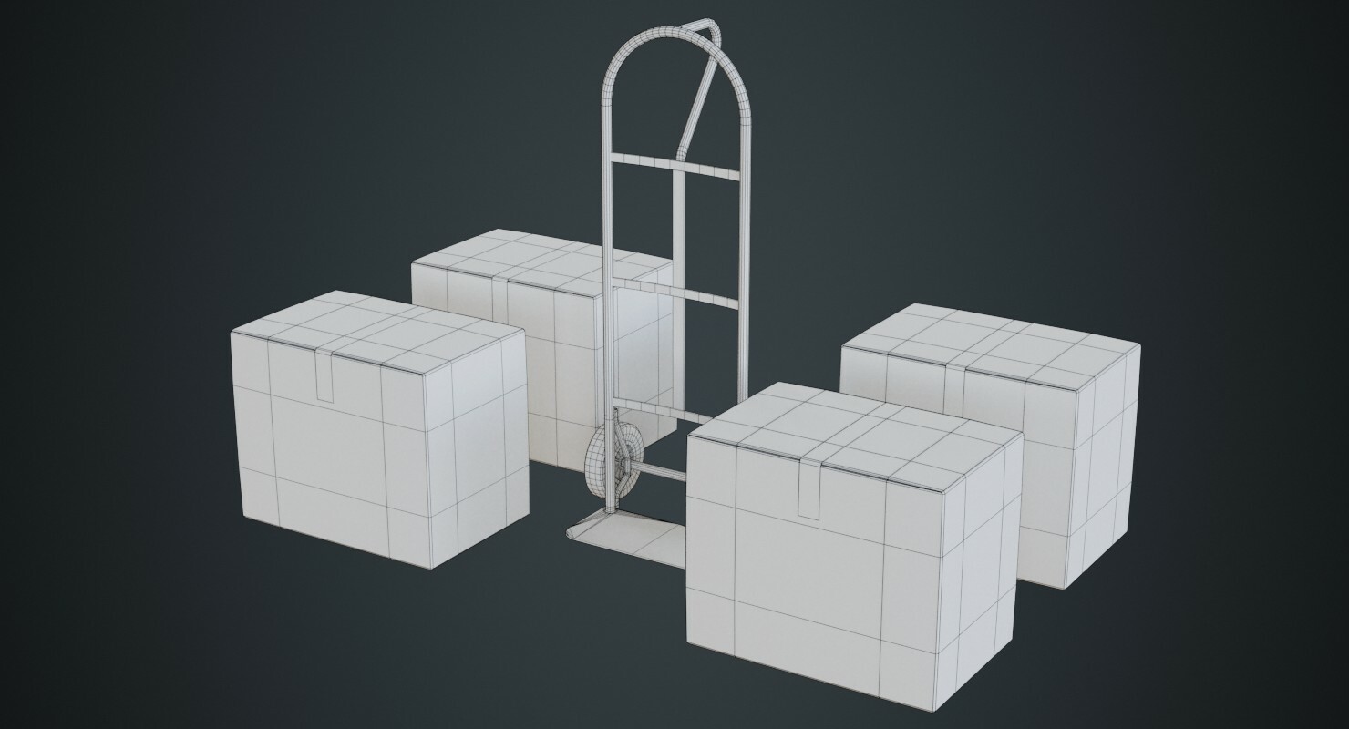 ArtStation - Hand Truck And Boxes 4A | Game Assets