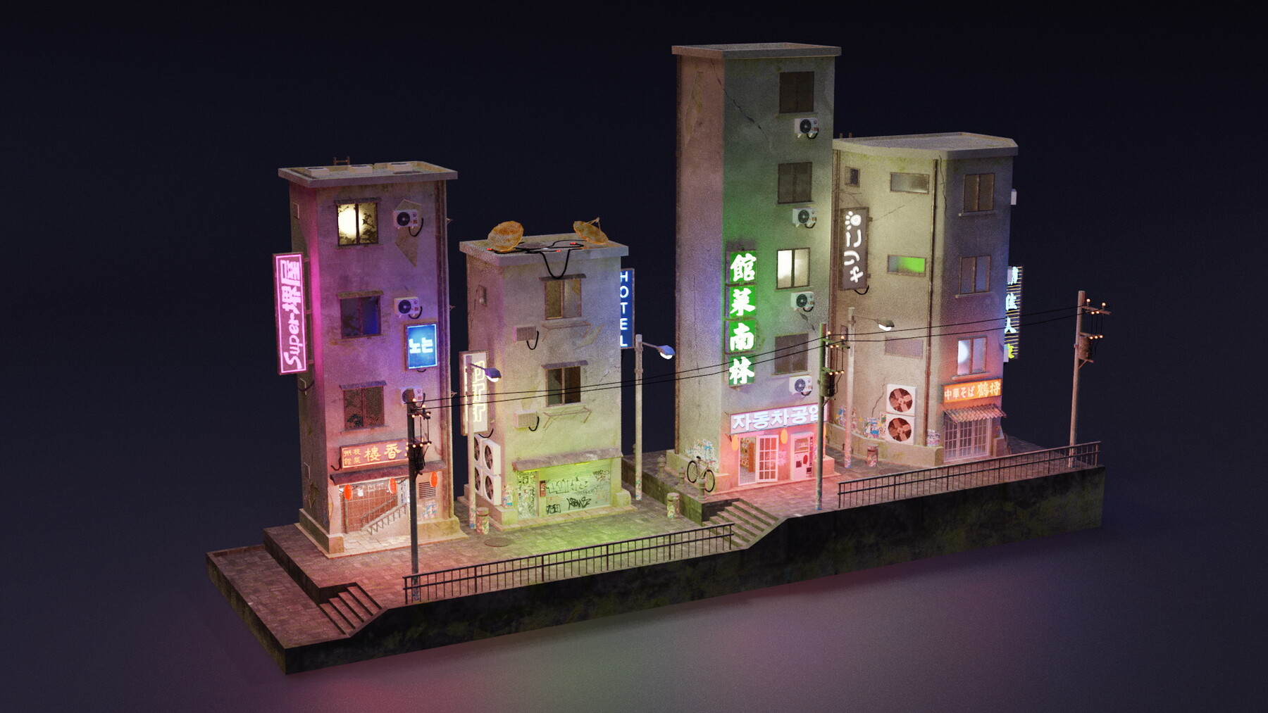 ArtStation - Cyberpunk Buildings Pack And Scene | Game Assets