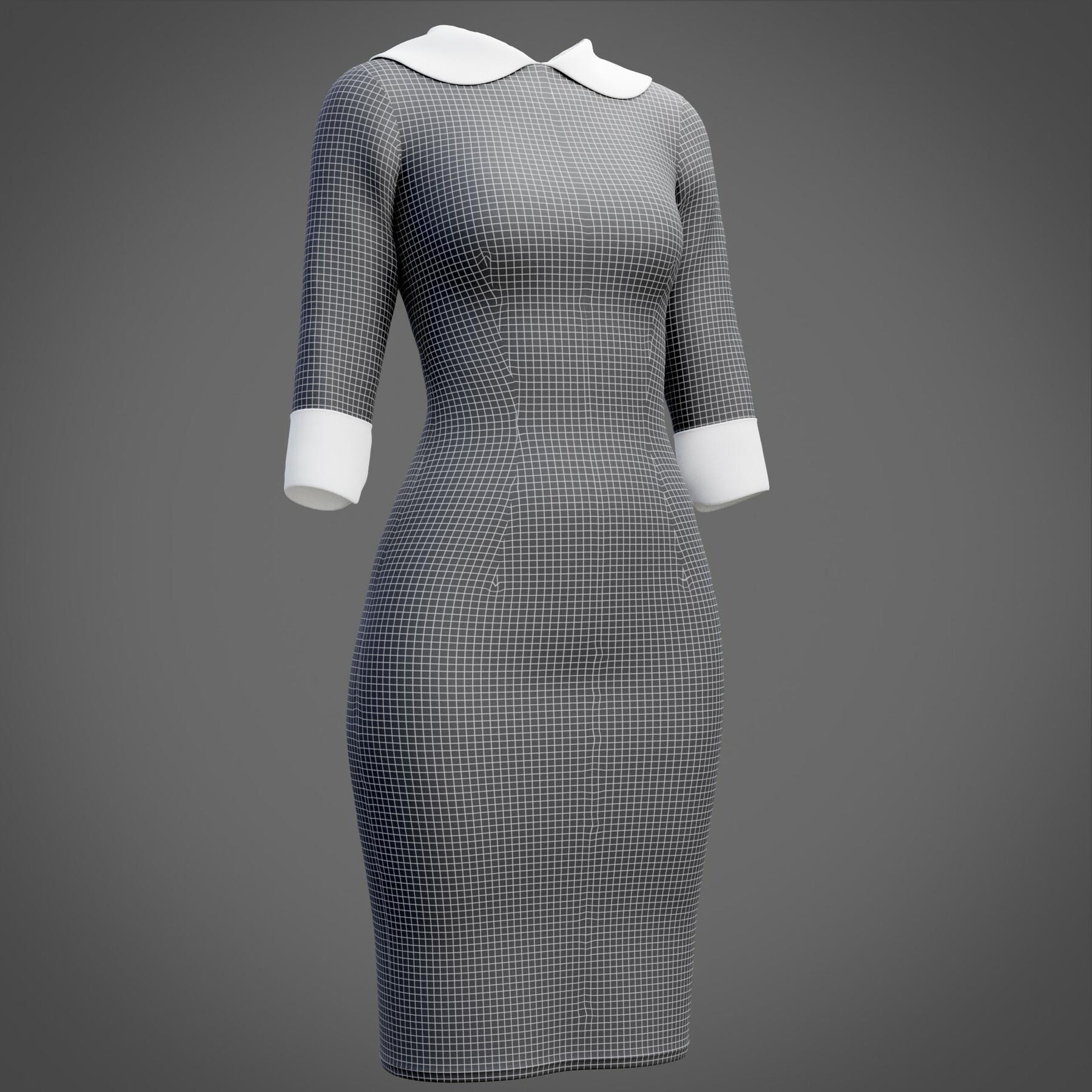 ArtStation - Plaid collar dress - 3D female dress | Resources