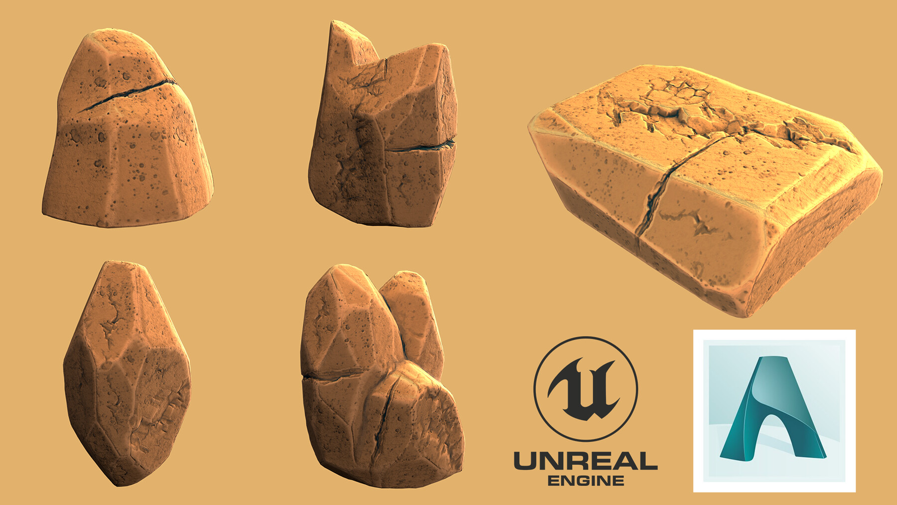 ArtStation - Stylized Rocks - 5 Models | Game Assets