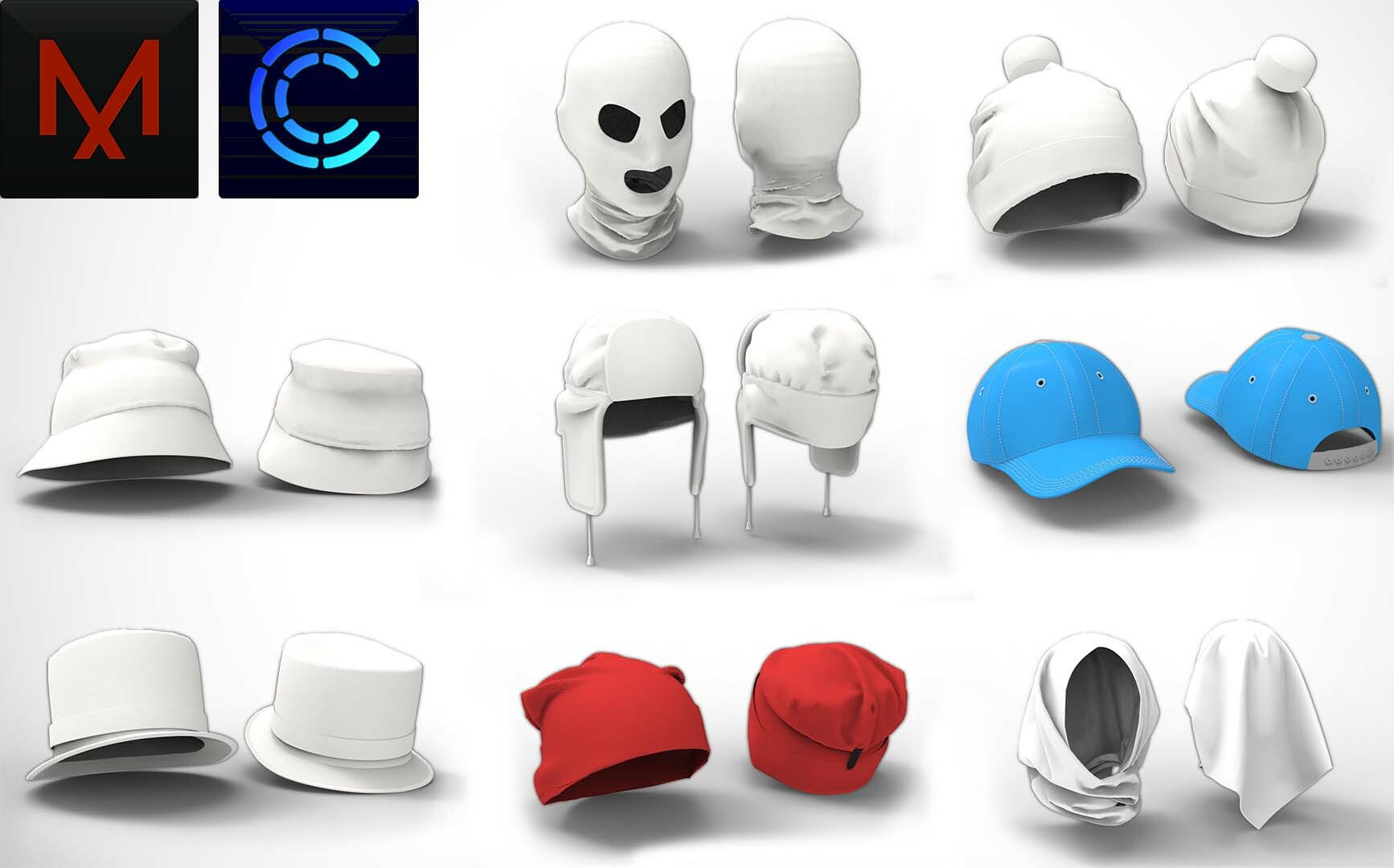 ArtStation - 8 simple Headwears MD / Clo3D | Resources