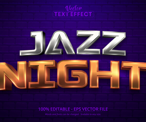 ArtStation - Jazz night text, shiny gold and silver color style ...
