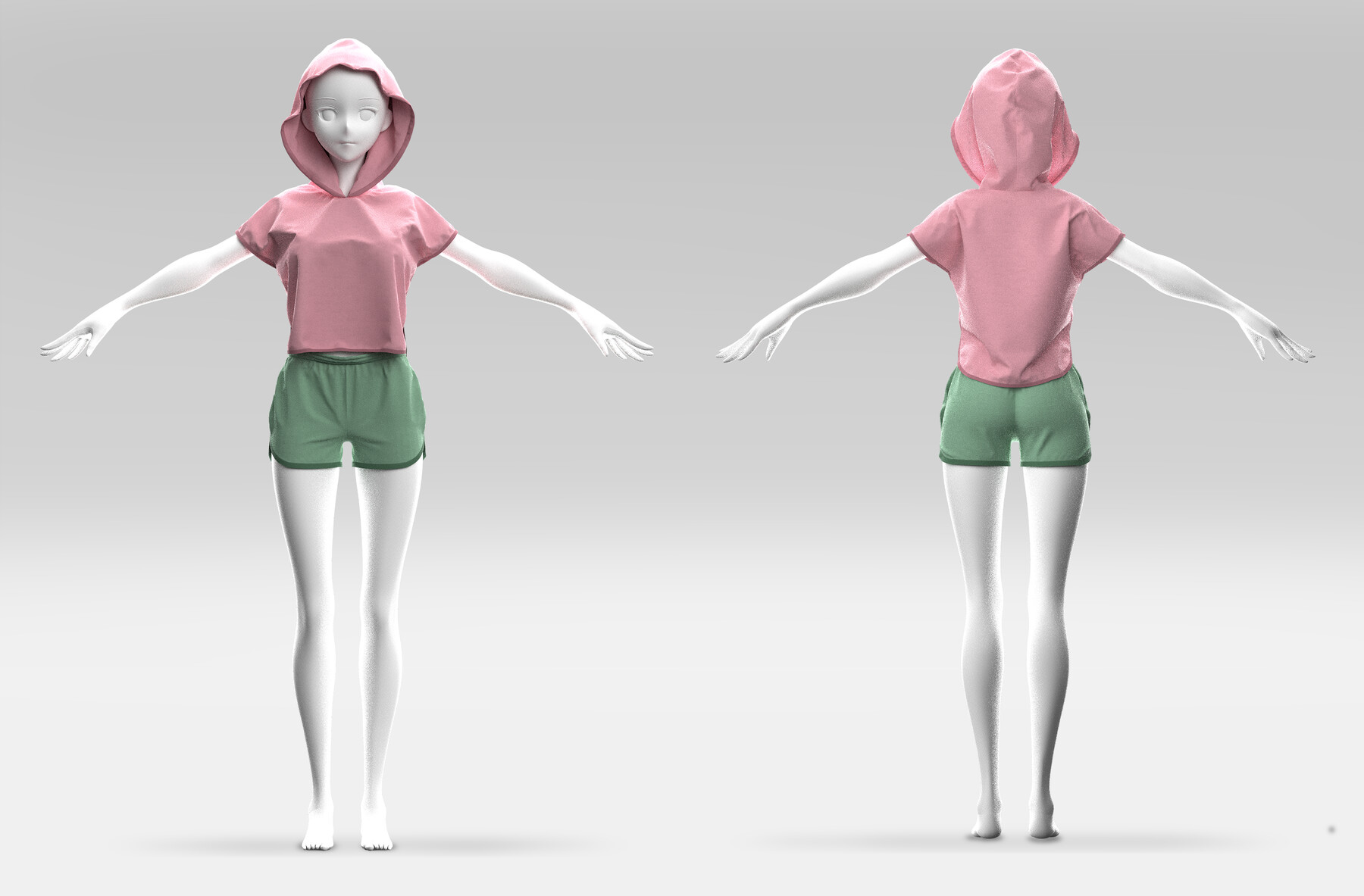 ArtStation - Female shorts and hoodie. Stylised avatar MD/Clo3d project + OBJ + .BLEND file ...