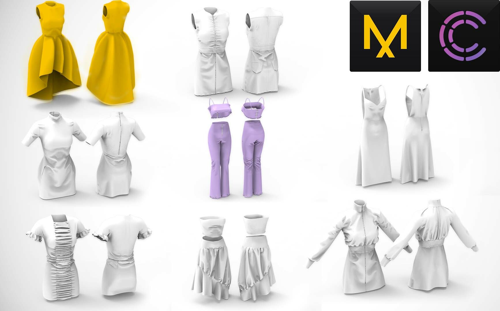 ArtStation - 8 fashion Dresses MD / Clo3D | Resources