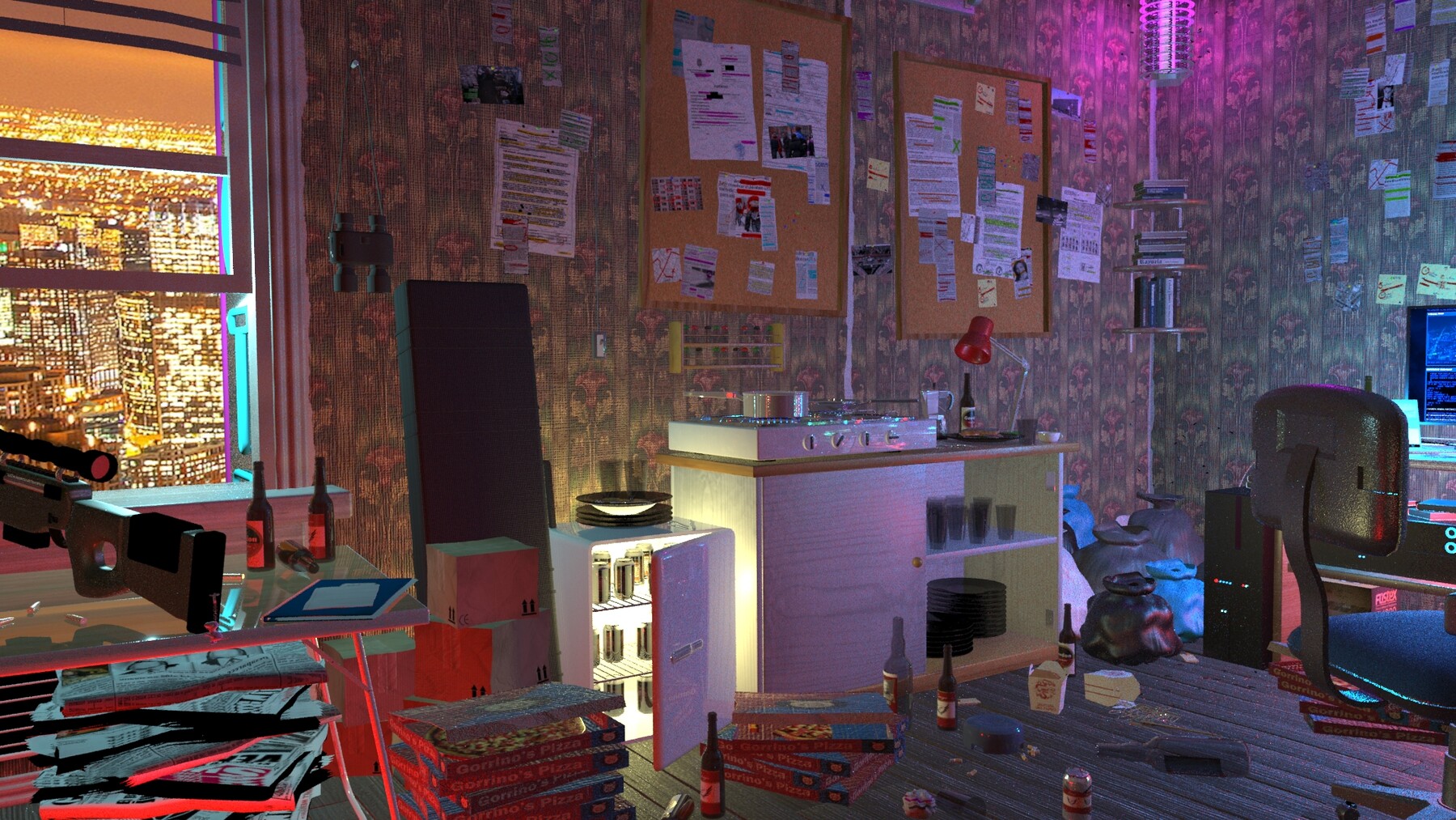 ArtStation - Sniper Room Interior bedroom | Game Assets