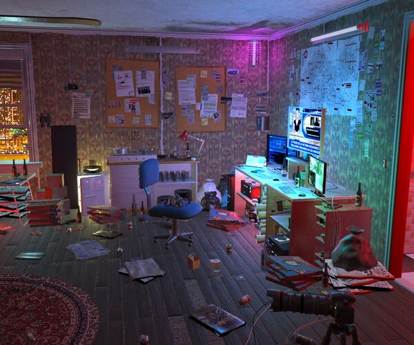 ArtStation - Sniper Room Interior bedroom | Game Assets