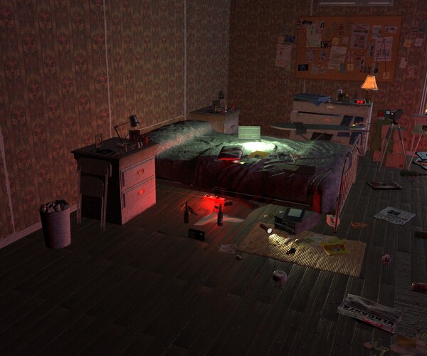 ArtStation - Sniper Room Interior bedroom | Game Assets