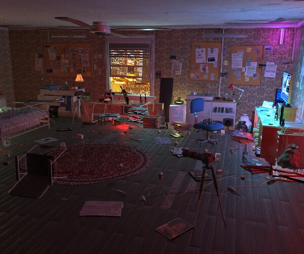 ArtStation - Sniper Room Interior bedroom | Game Assets