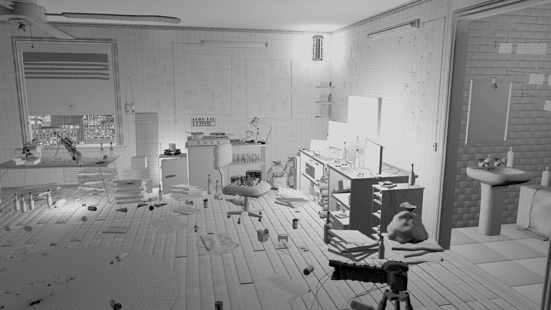 ArtStation - Sniper Room Interior bedroom | Game Assets