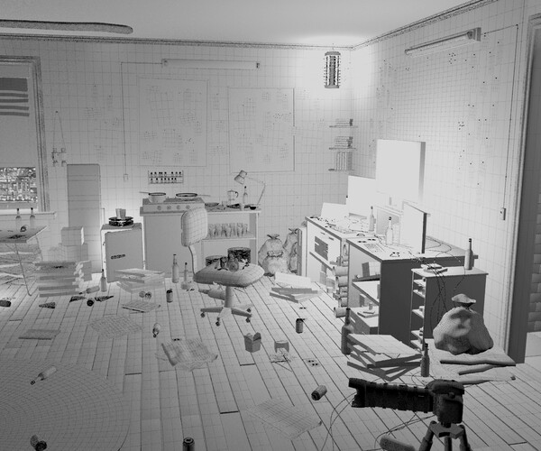 ArtStation - Sniper Room Interior bedroom | Game Assets