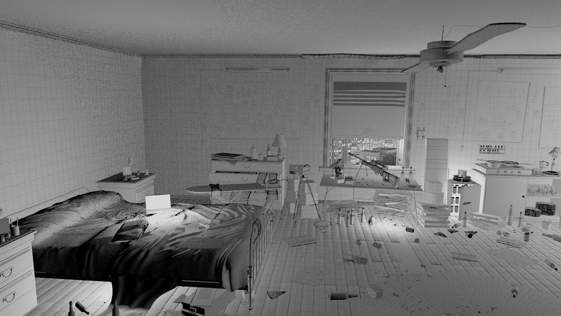 ArtStation - Sniper Room Interior bedroom | Game Assets