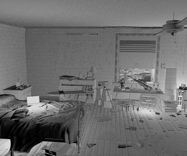 ArtStation - Sniper Room Interior bedroom | Game Assets