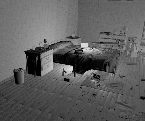 ArtStation - Sniper Room Interior bedroom | Game Assets