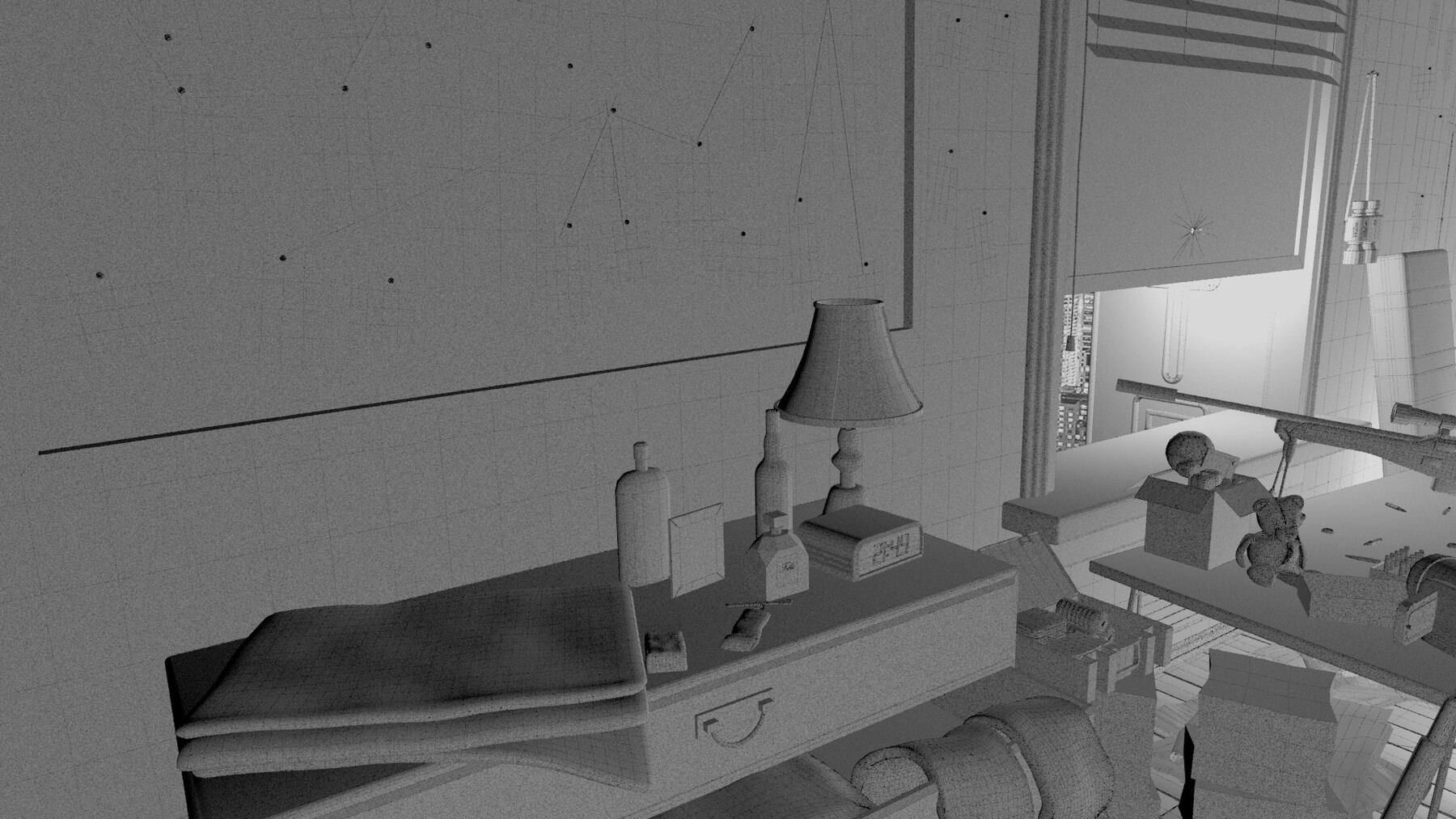 ArtStation - Sniper Room Interior bedroom | Game Assets