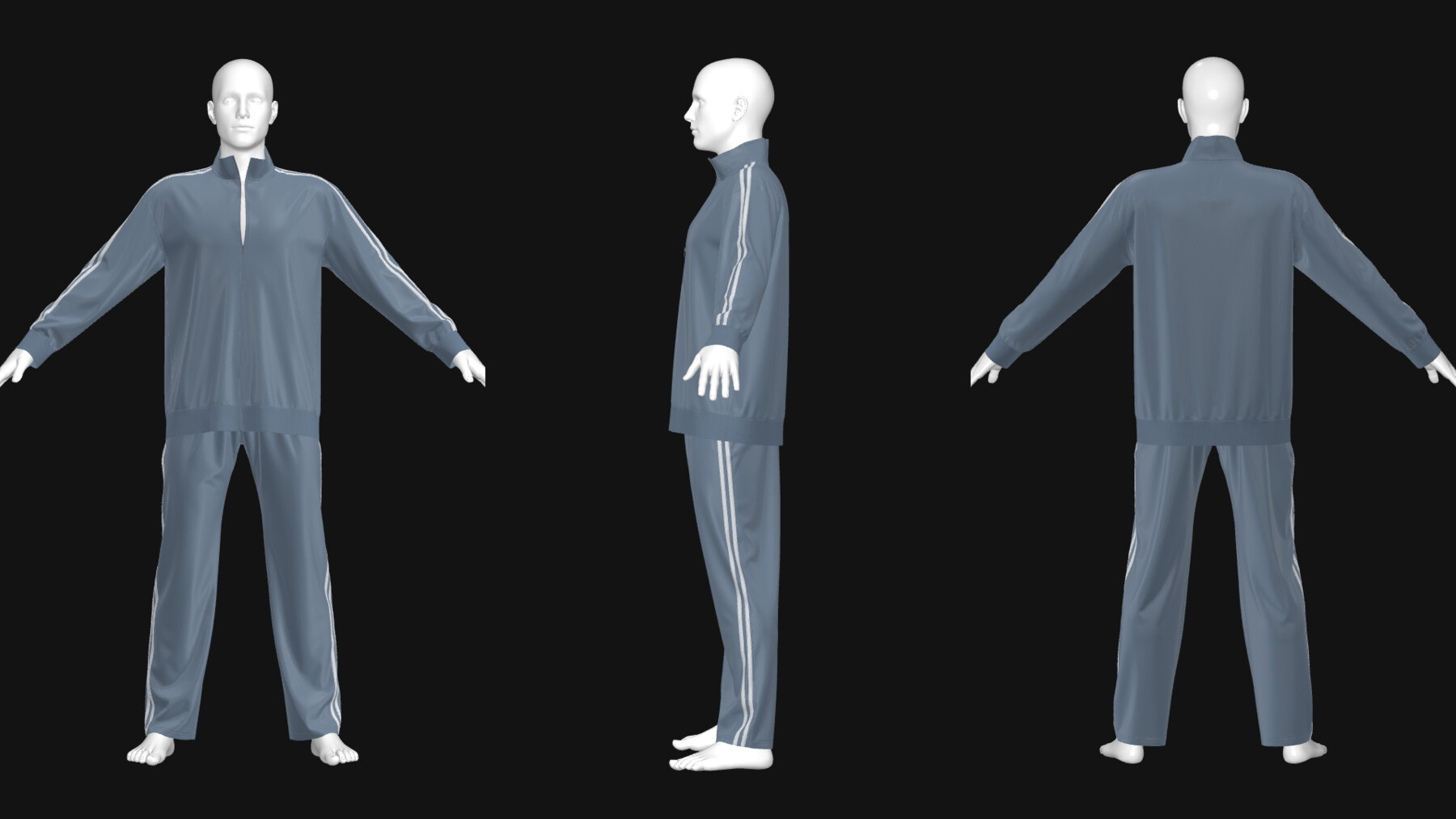 ArtStation - Men's Sky Blue Line Track suit | Game Assets