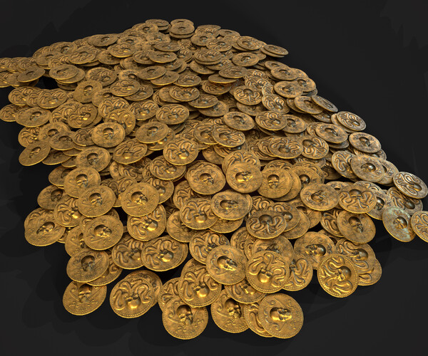 ArtStation - Pirate Gold Coin and Stack - Variant E | Game Assets