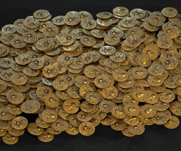 ArtStation - Pirate Gold Coin and Stack - Variant E | Game Assets